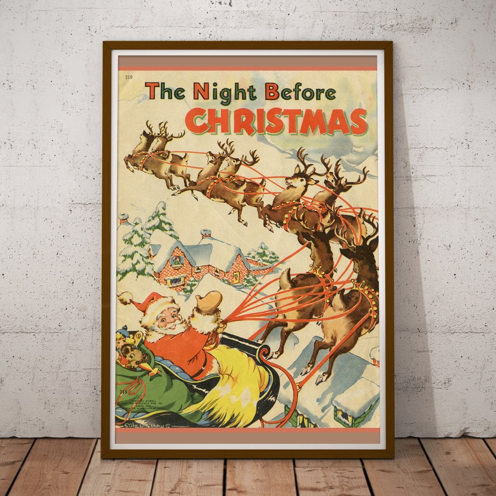 Gild Leaf 1941 Night Before Xmas Book Cover Poster: Vintage Santa Claus ...