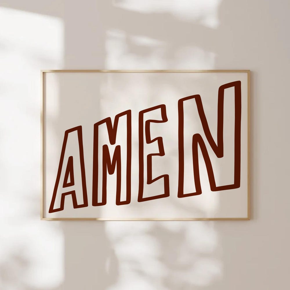 Gild Leaf Amen Print Jesus Typography Poster Trendy Christian Wall Art ...