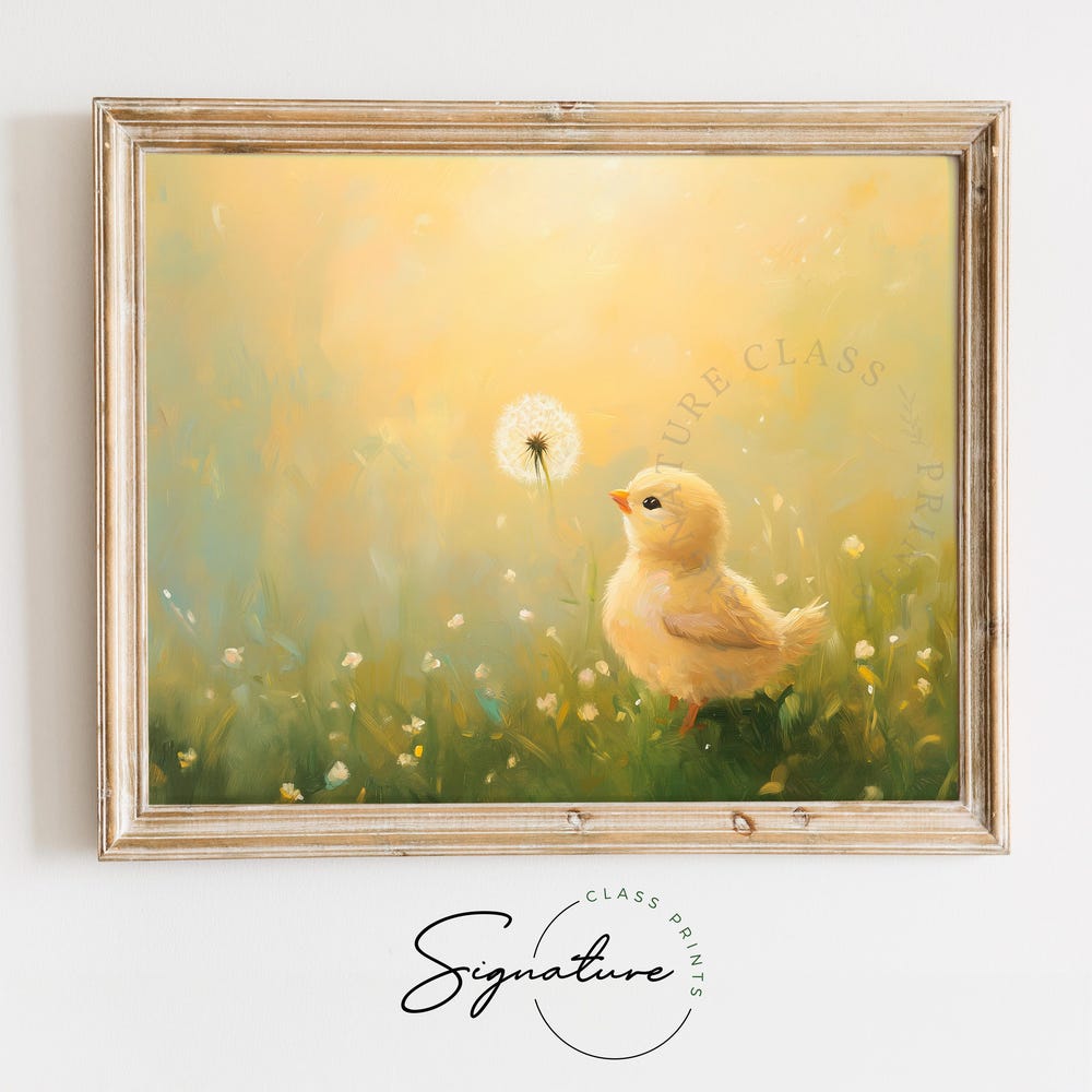 Gild Leaf Baby Chick Standing In A Field Of Dandelions - Bunny Season ...