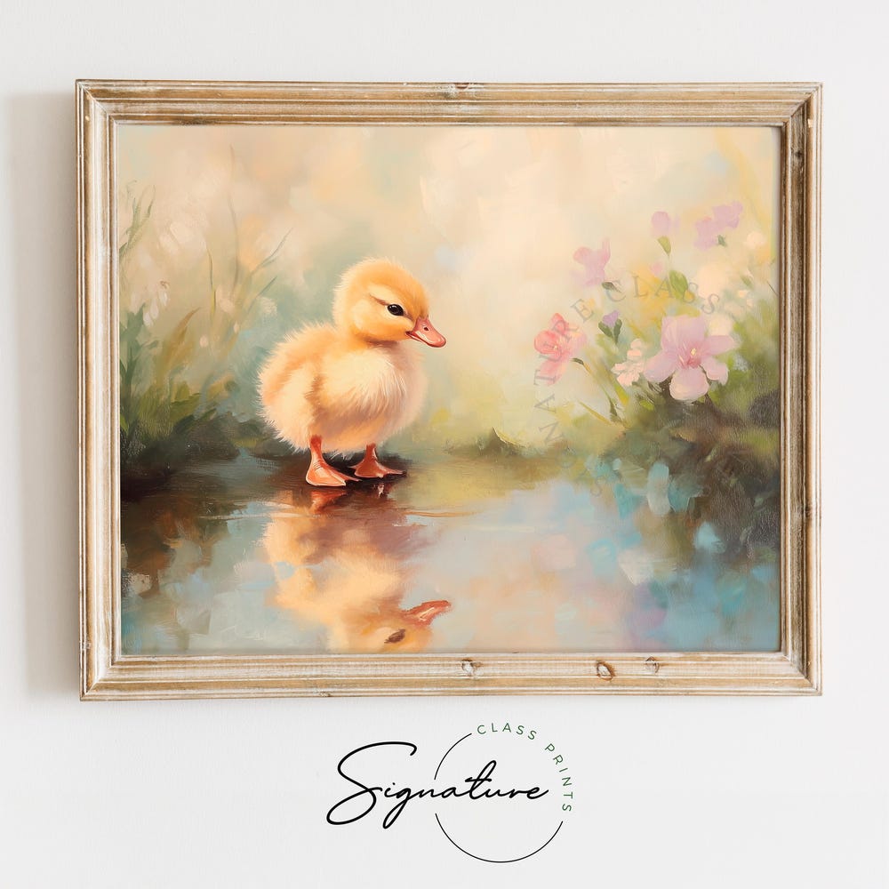 Gild Leaf Baby Duckling Standing By A Reflecting Pond - Bunny Season ...