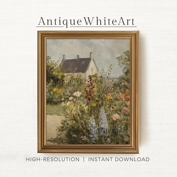 Gild Leaf Cottage Garden Wall Art, Spring Landscape Art Print ...