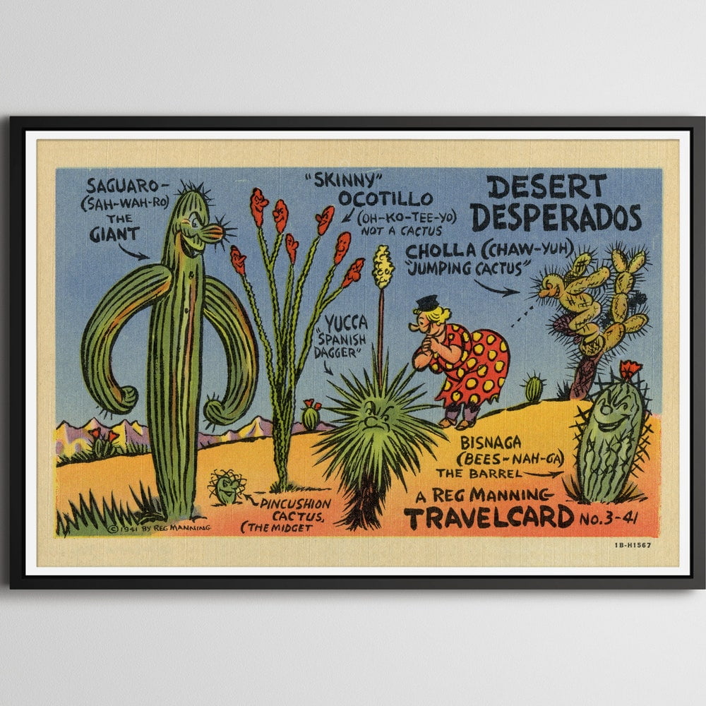 Gild Leaf Desert Desperados Poster: Vintage Southwest Cactus Art Print ...
