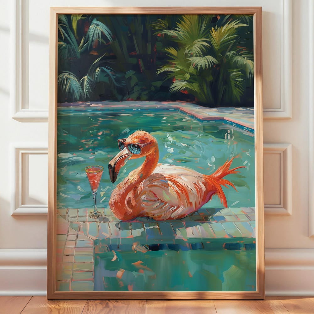 Gild Leaf Flamingo Art Print, Vertical Flamingo Printout, Flamingo ...