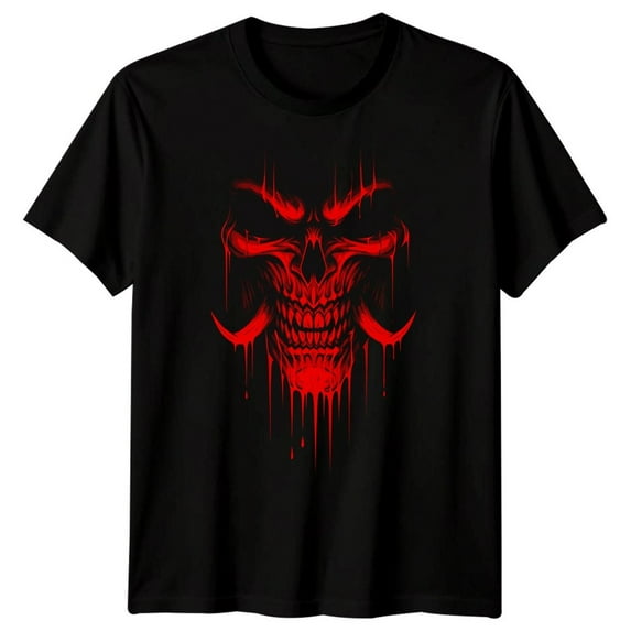 Gild Leaf Graphic Skull Art Mens T-Shirt Dripping Red Artistic Design ...