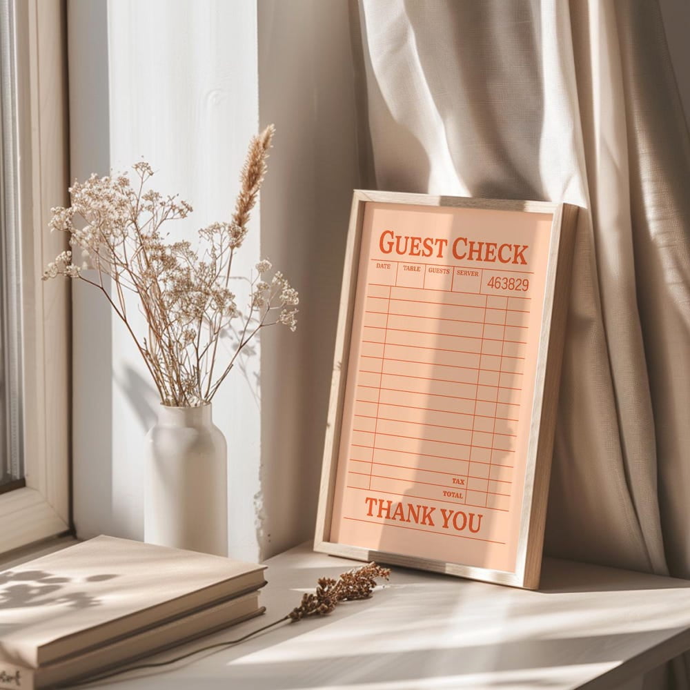 Gild Leaf Guest Check Art Print, Modern Apartment Poster, Blank Guest ...