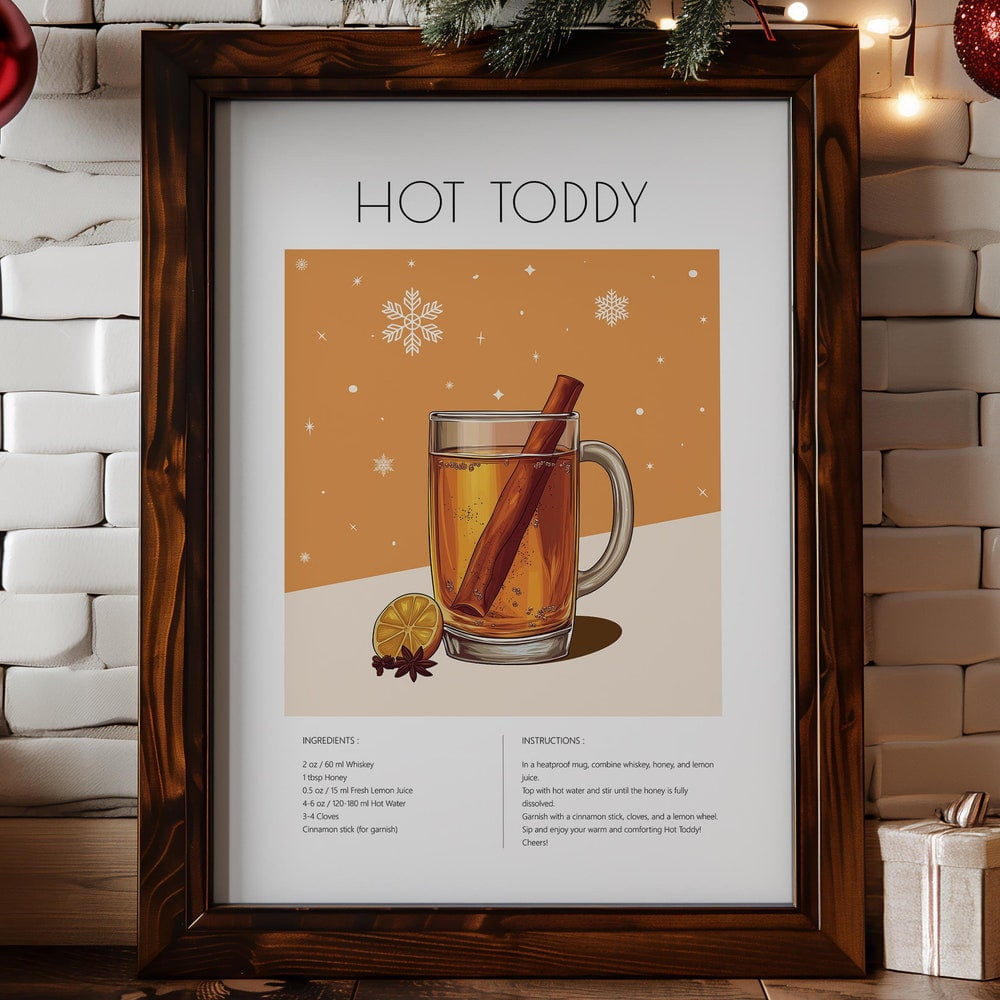 Gild Leaf Hot Toddy Recipe Print, Holiday Wall Art, Retro Xmas Cocktail ...
