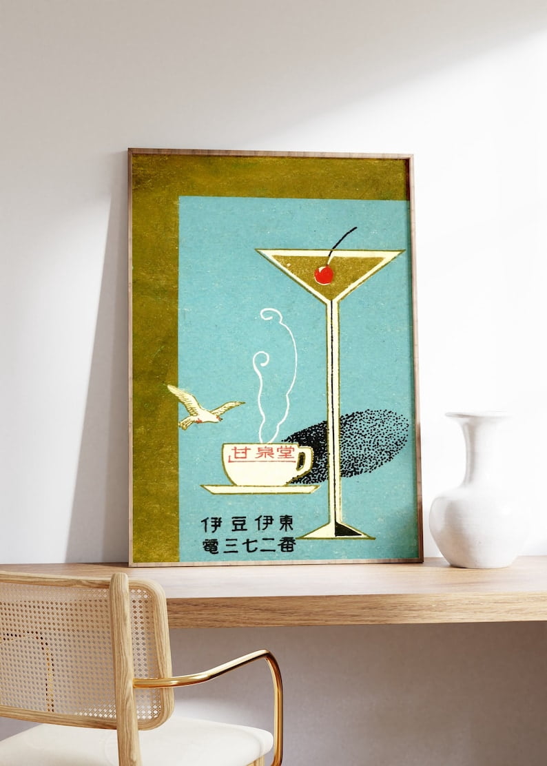 Gild Leaf Japanese Cocktail Bar Poster, Bartender Print, Old Book Cover ...