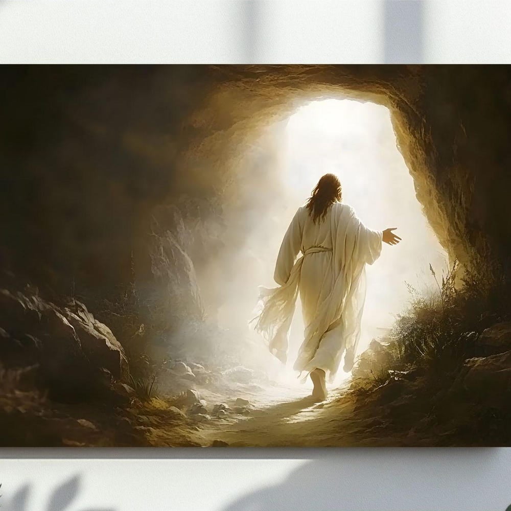 Gild Leaf Jesus Christ Resurrected Wall Art, Bunny Season Art, Jesus ...