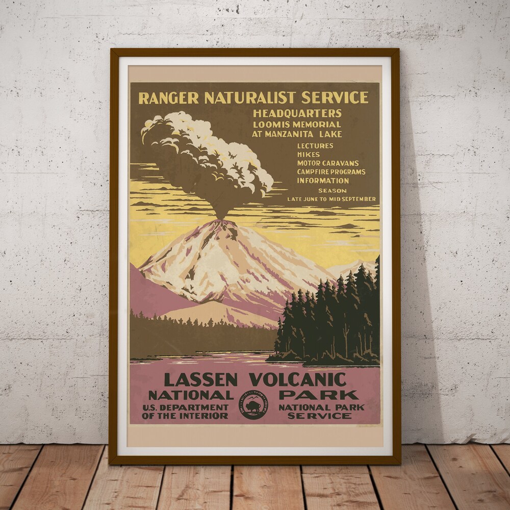 Gild Leaf Lassen Volcanic National Park Poster: 1930'S Vintage Travel ...