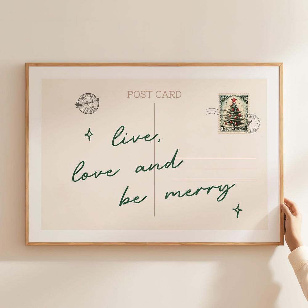 Gild Leaf Live Love And Be Merry Print, Holiday Wall Art, Trendy Xmas ...