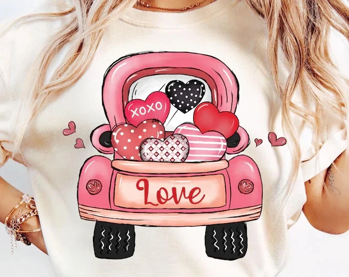 Gild Leaf Love Car Hearts Xoxo Valentine Rear View Shirt - Walmart.com