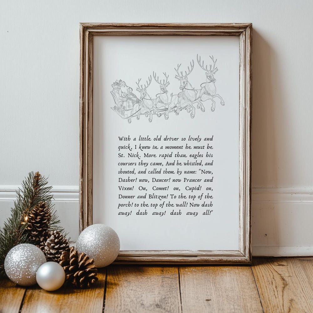 Gild Leaf The Night Before Xmas Print, Santa Wall Art Xmas Quote ...