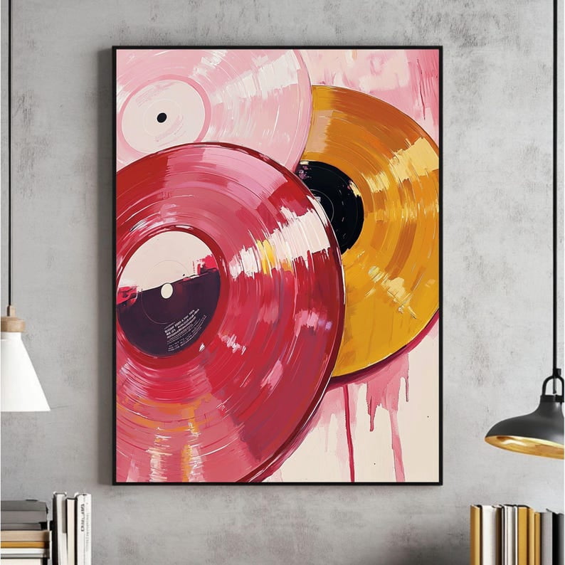 Gild Leaf Pink Orange Red Vinyl Record Wall Art, Retro Decor, Vinyl ...