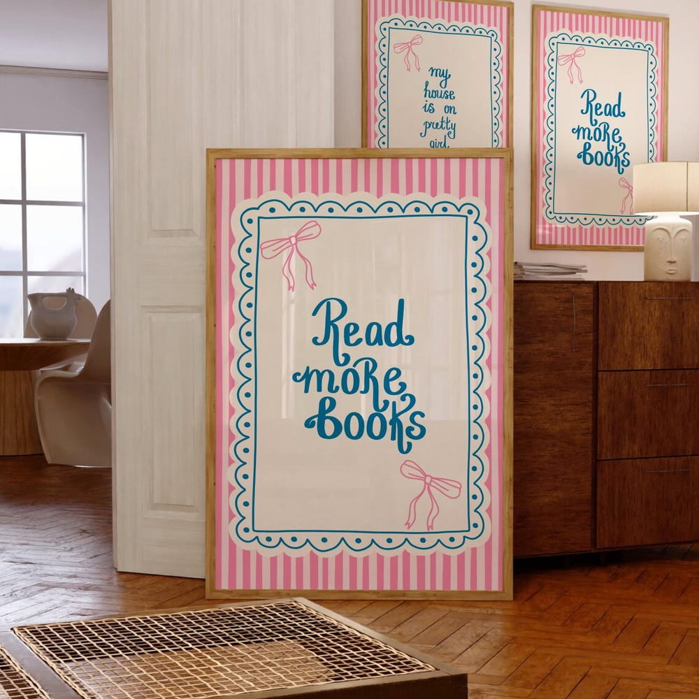 Gild Leaf Read More Books Print Art Cute Library Decor Trendy Reading ...