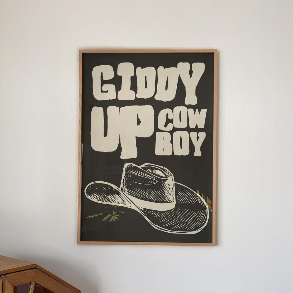Gild Leaf Retro Cowboy 'Giddy Up' Art Print, Western Wall Decor ...