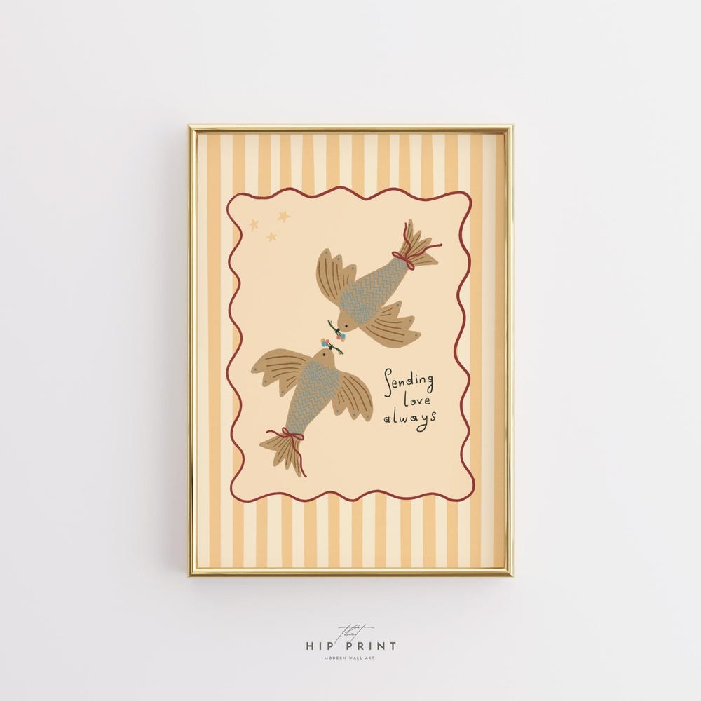 Gild Leaf Sending Love Always Nursery Print, Vintage Bird Wall Art ...