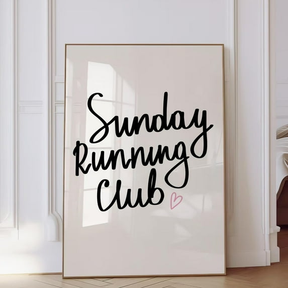 Gild Leaf Sunday Running Club Print Minimalist Poster Trendy Decor Cute ...