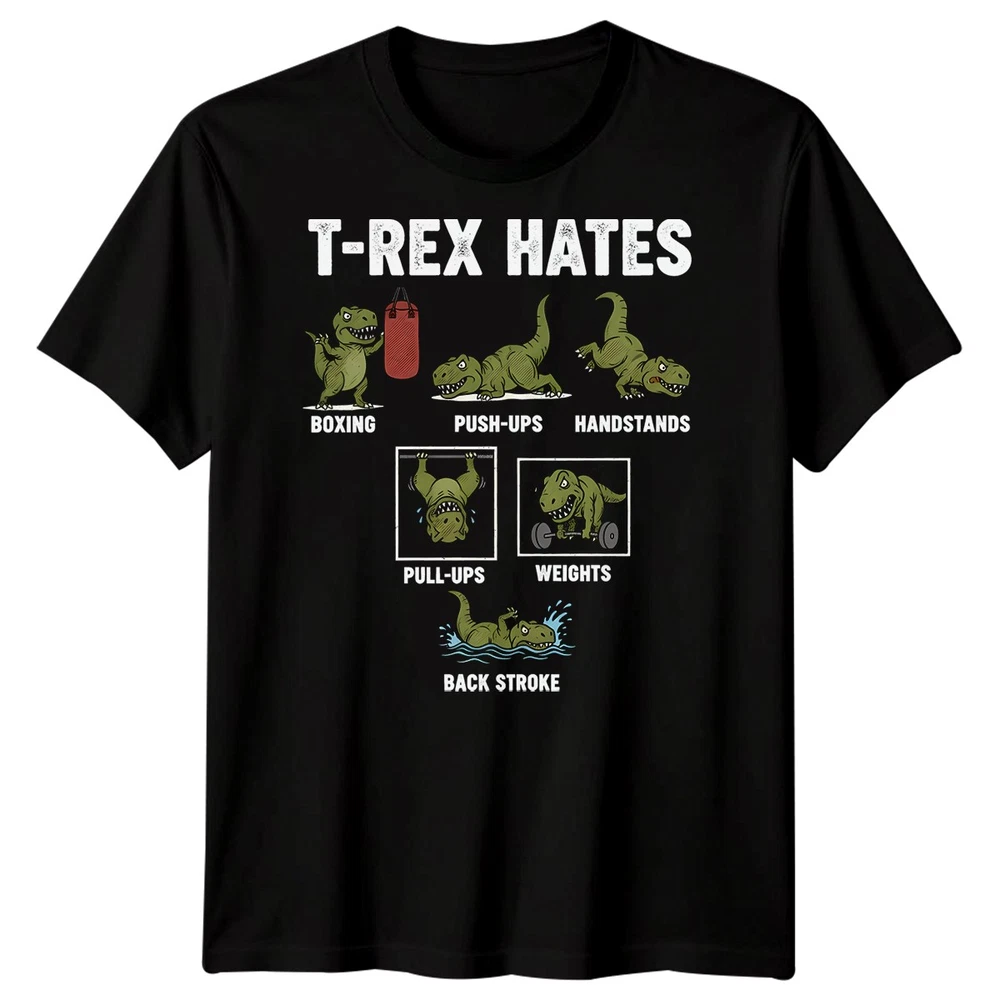 Gild Leaf T-Rex Hates Boxing Push-Ups Handstands Dinosaur Animals Mens ...