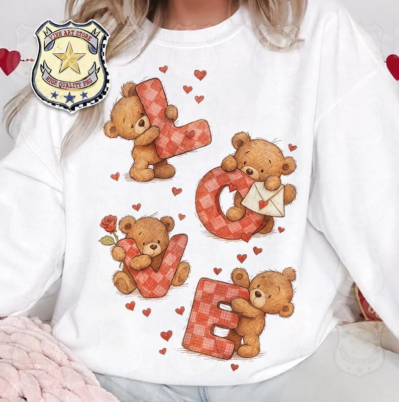 Gild Leaf Teddy Bear Love V-Day Heart Sweatshirt - Walmart.com