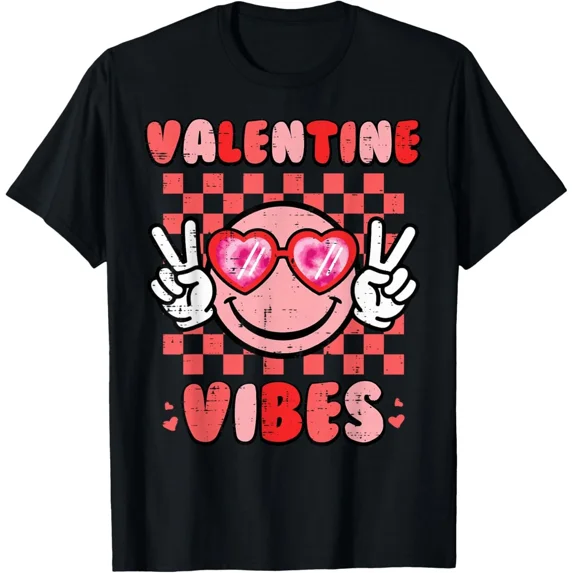 Gild Leaf Valentine Vibes Happy Face Valentines Day Shirt - Walmart.com