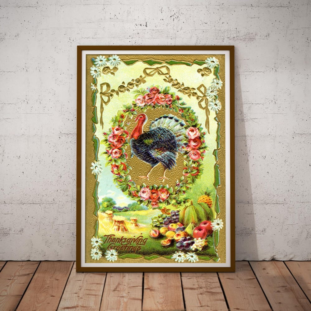 Gild Leaf Vintage 1908 Thanksgiving Turkey Poster: Gold Embossed, Retro ...