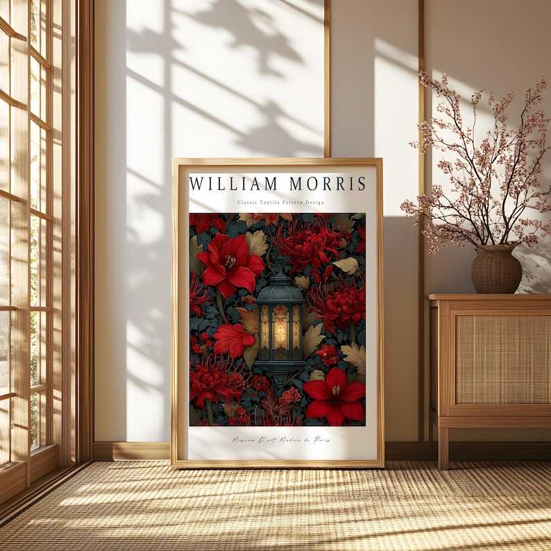 Gild Leaf Vintage Botanical Textile Poster – Red Spider Lily Flower ...