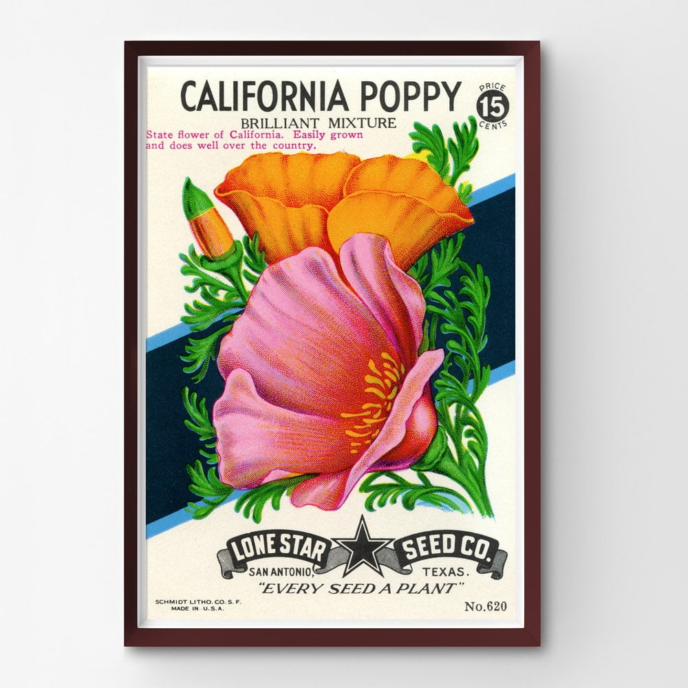Gild Leaf Vintage California Red Flower Seed Packet Poster: Floral ...