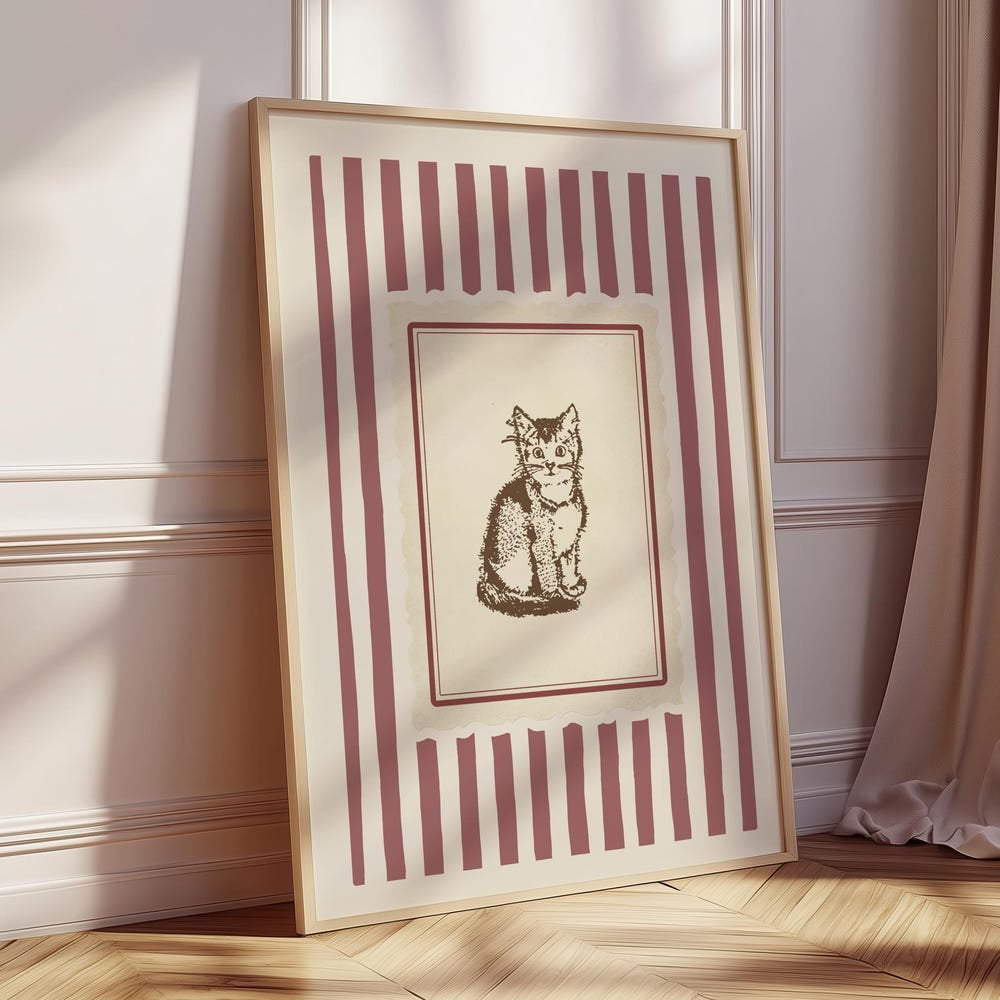 Gild Leaf Vintage Cat Art Print – French-Inspired Antique Style Wall ...