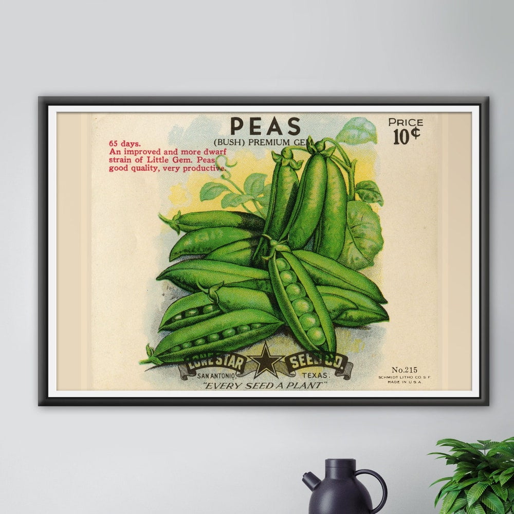 Gild Leaf Vintage Green Peas Seed Packet Poster: Kitchen Garden Art ...