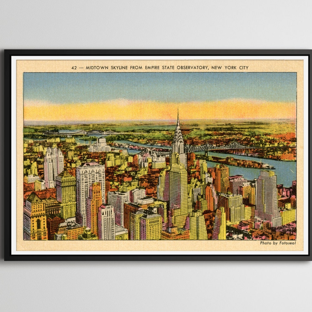 Gild Leaf Vintage New York City Skyline Poster: Antique Decor Art Print ...