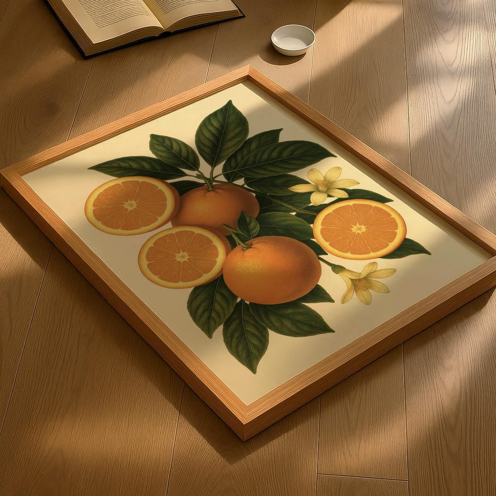 Gild Leaf Vintage Orange Fruit Print – Botanical Citrus Wall Art For ...