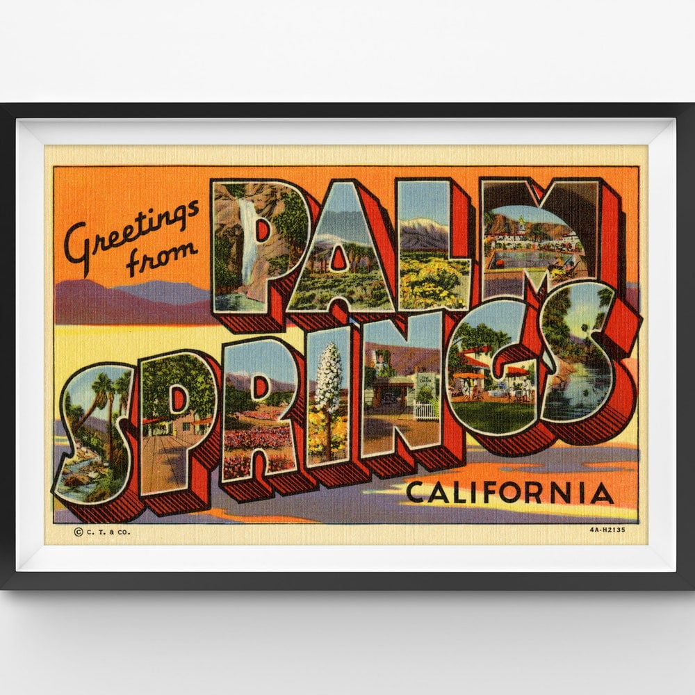 Gild Leaf Vintage Palm Springs Poster: Large Letter Souvenir Postcard ...
