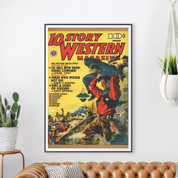 Gild Leaf Vintage Western Pulp Magazine Cover Art Print: Retro Cowboy ...