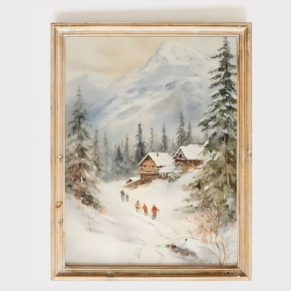 Gild Leaf Vintage Winter Wall Art / Snowy Winter Landscape Wall Art ...
