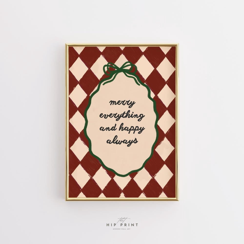 Gild Leaf Vintage Xmas Quote Wall Art, Retro Holiday Print With Argyle ...
