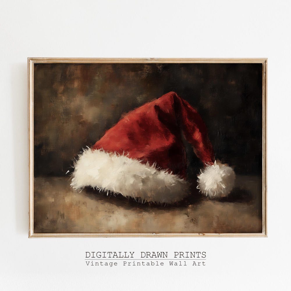 Gild Leaf Vintage Xmas Wall Art, Santa Claus Still Life , Rustic Xmas ...