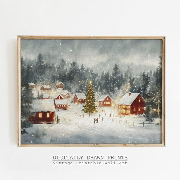 Gild Leaf Winter Town Wall Art, Xmas Village, Farmhouse Xmas Decor ...