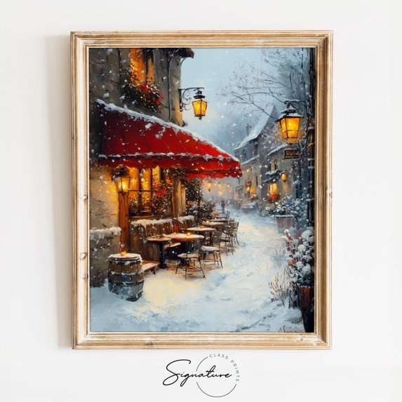 Gild Leaf Winter Village Cafe With Snow-Dusted Awning - Rustic Xmas ...
