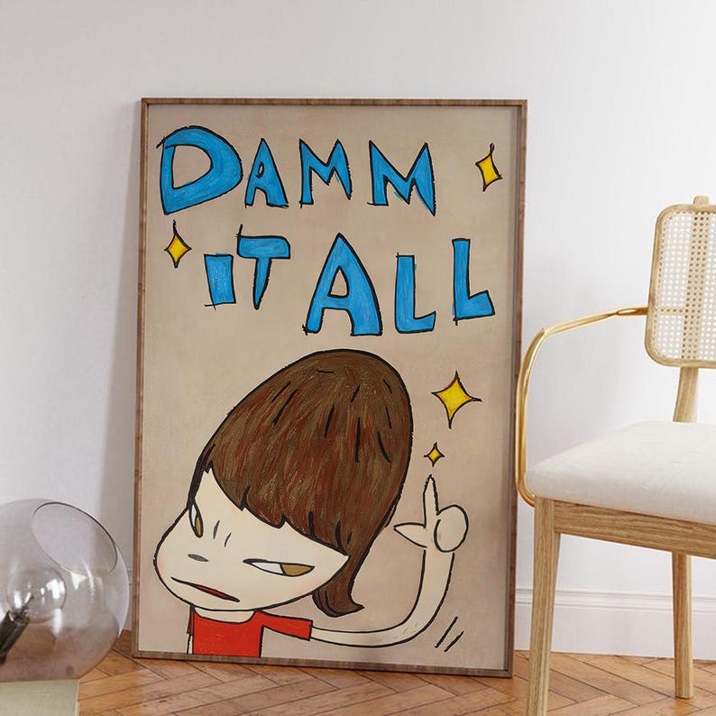 Gild Leaf Yoshitomo Nara Poster,Cartoon Girl With Candle Poster ...