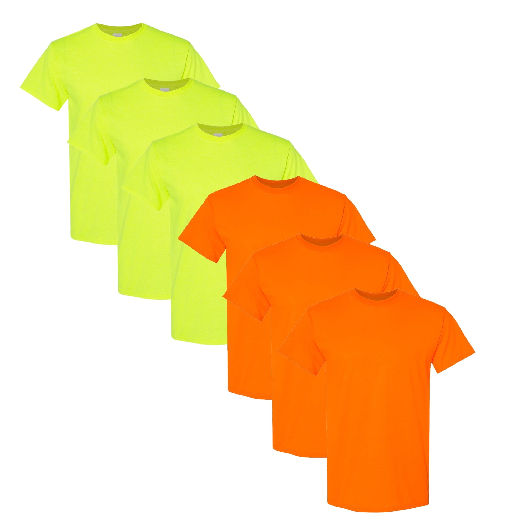 Gildan 6 Pack High Visibility Short-Sleeve Work Shirt, Hi Vis Mix Color ...