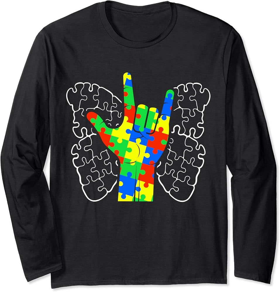 Gildan ASL Love Hand Sign Autism Awareness Family Support ASL T-Shirt ...