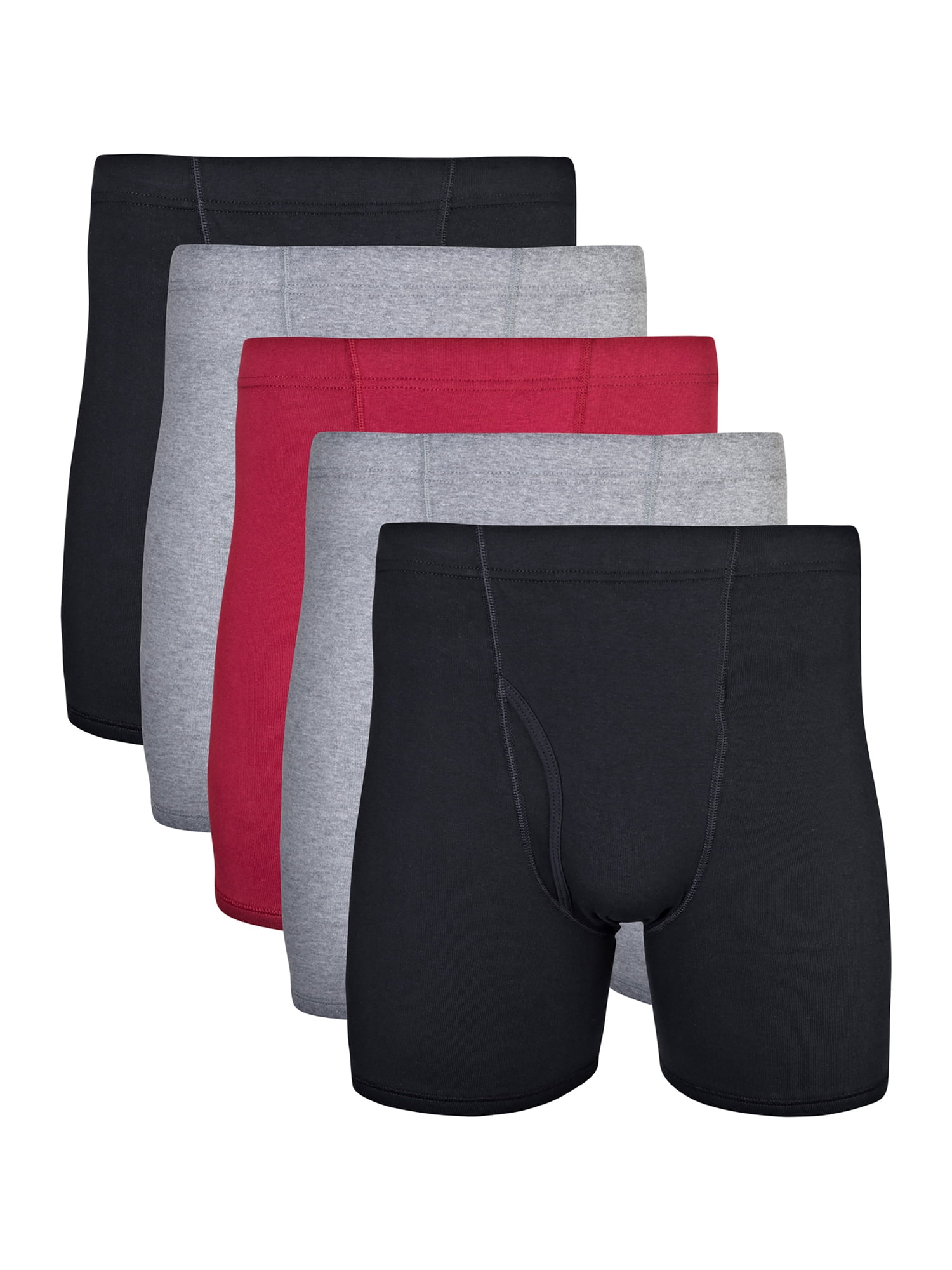 Gildan Men's Boxer Briefs, Covered Waistband, 5-Pack, S-2XL, 6" Inseam ...