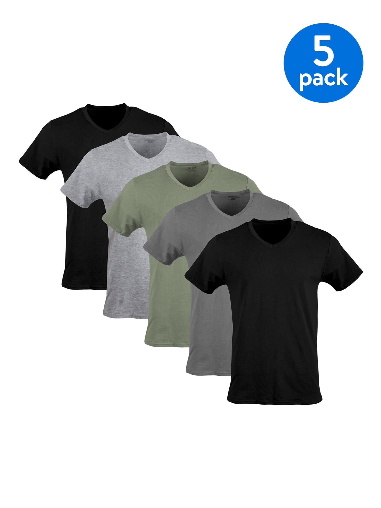 Gildan Adult Men's Short Sleeve V-Neck Assorted Color T-Shirt, 5-Pack ...