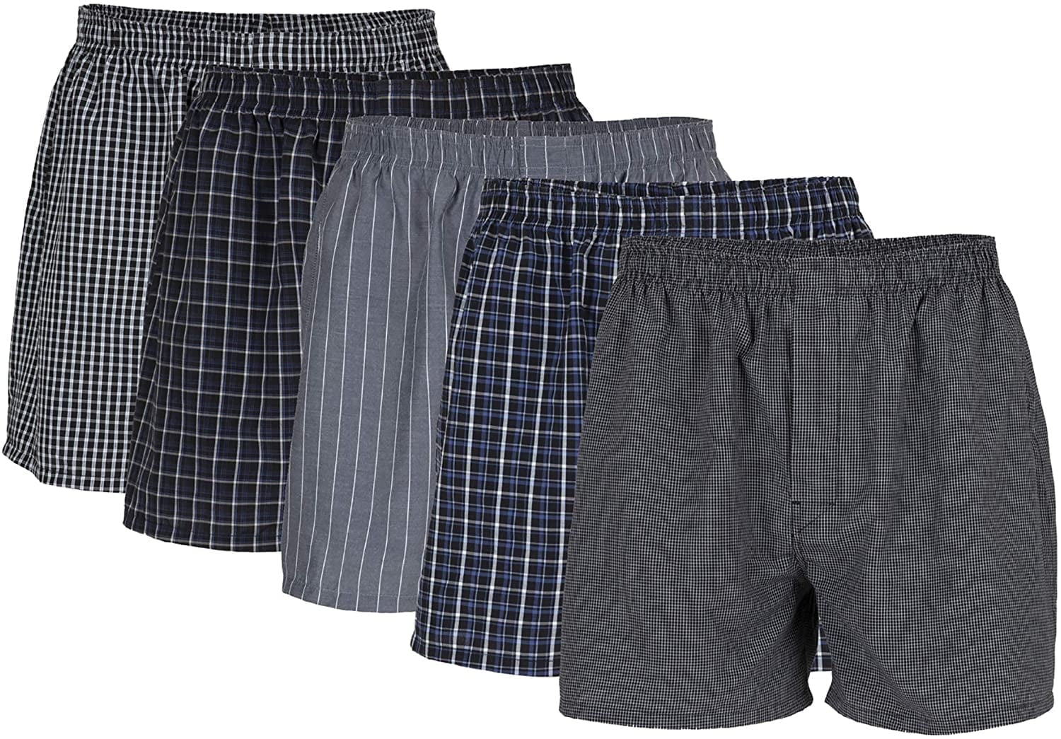 Gildan Men's Tag Free Woven Boxers, 5-Pack, Black, L - Walmart Business ...
