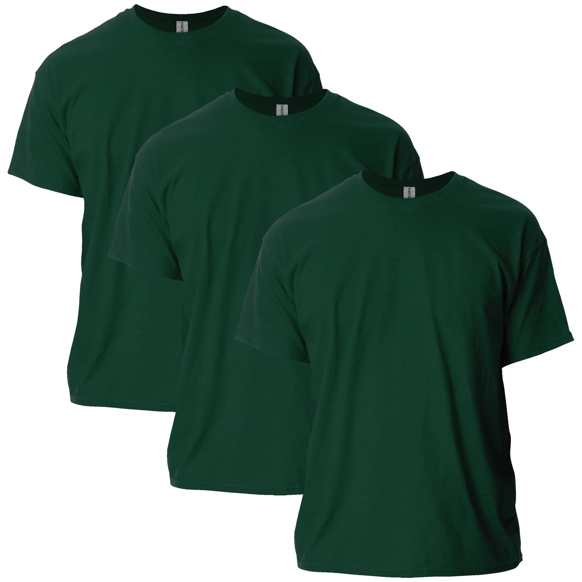 Gildan Mens Ultra Cotton T-Shirt, L, Forest (Pack of 3) 3 Forest ...