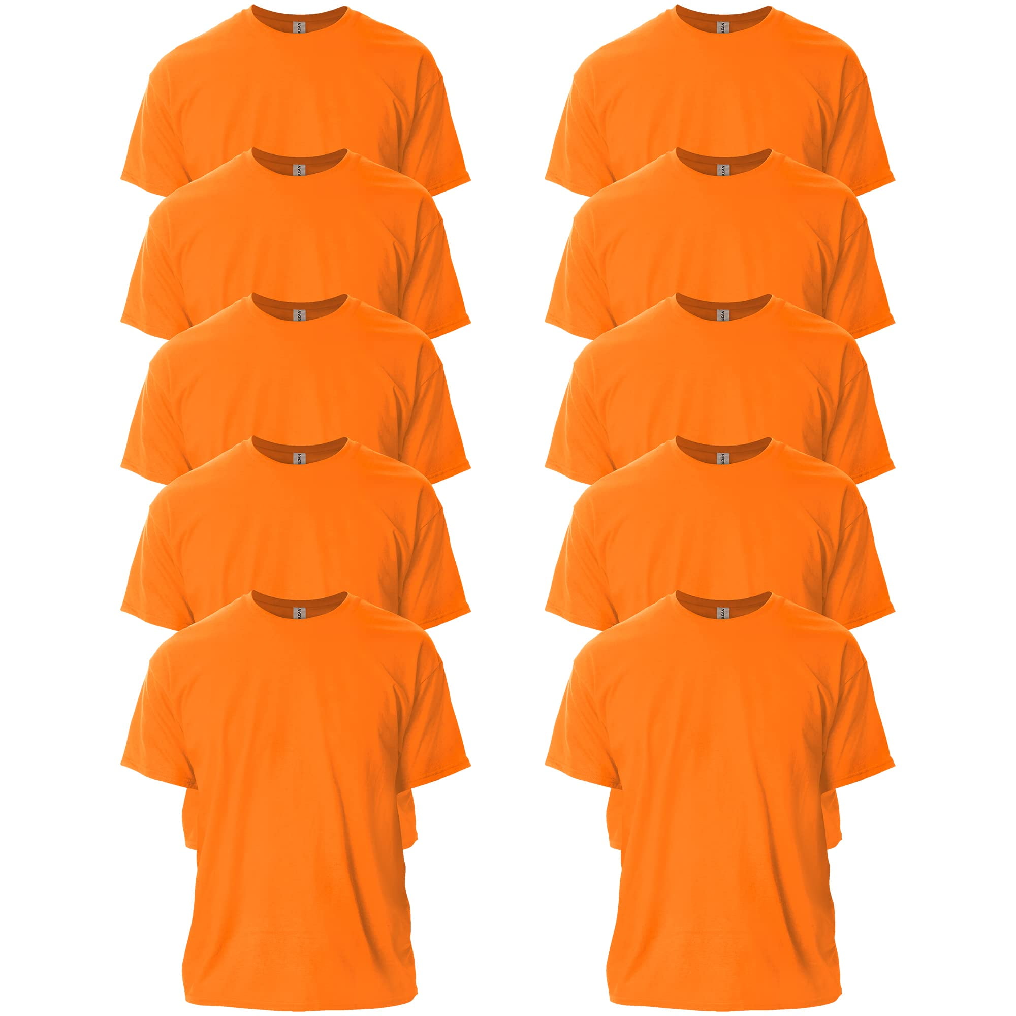 Gildan Mens Ultra Cotton T-Shirt, XL, Safety Orange (Pack of 10) 10 ...