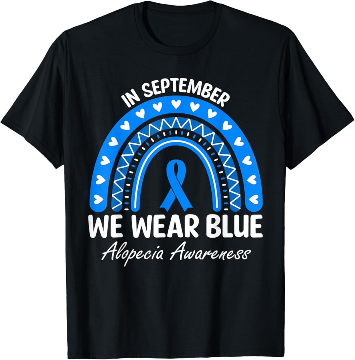 Gildan Alopecia Areata Awareness Rainbow I Wear Blue Ribbon Support T ...