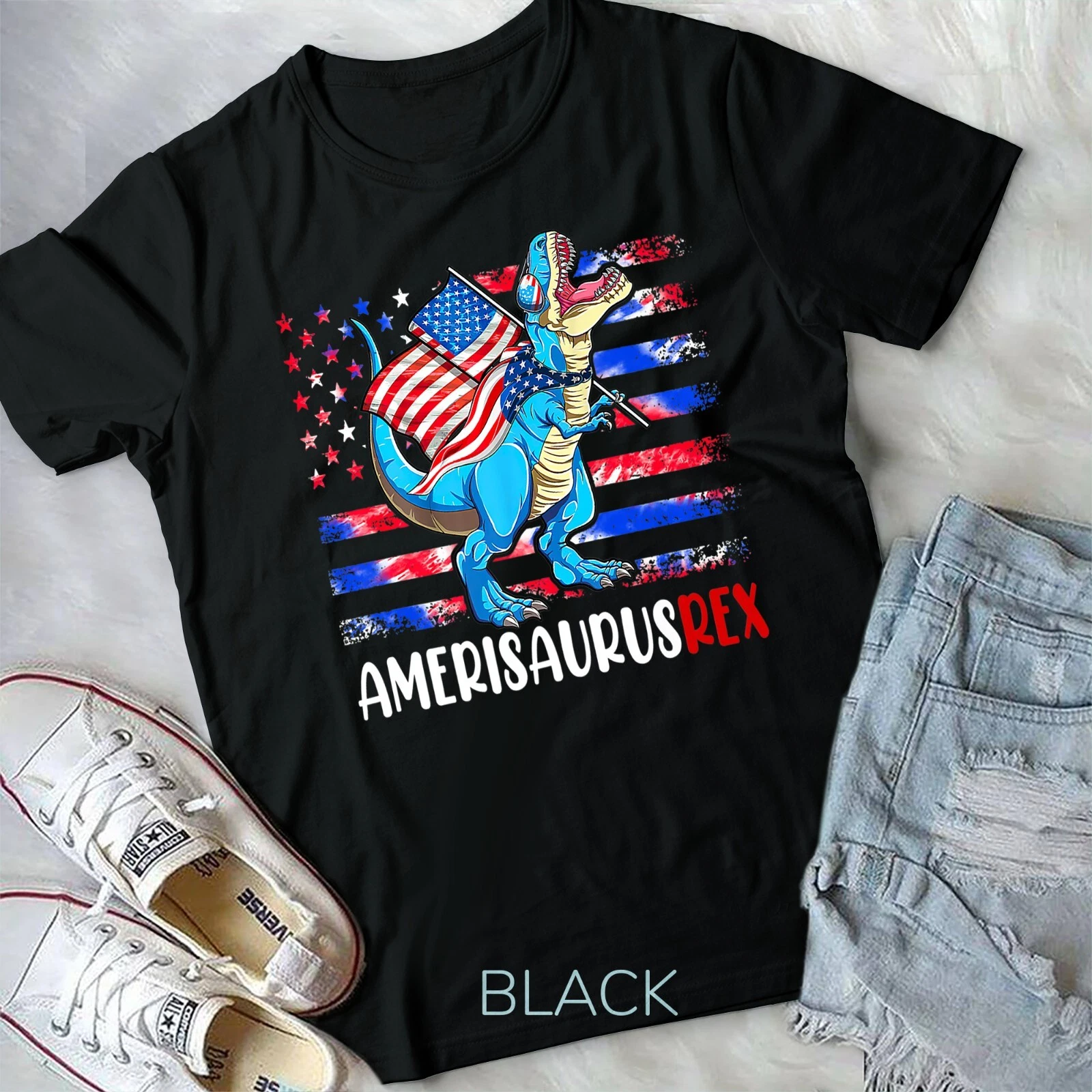 Gildan American Flag 4Th Of July T Rex Dinosaur Amerisaurus Rex Boy ...