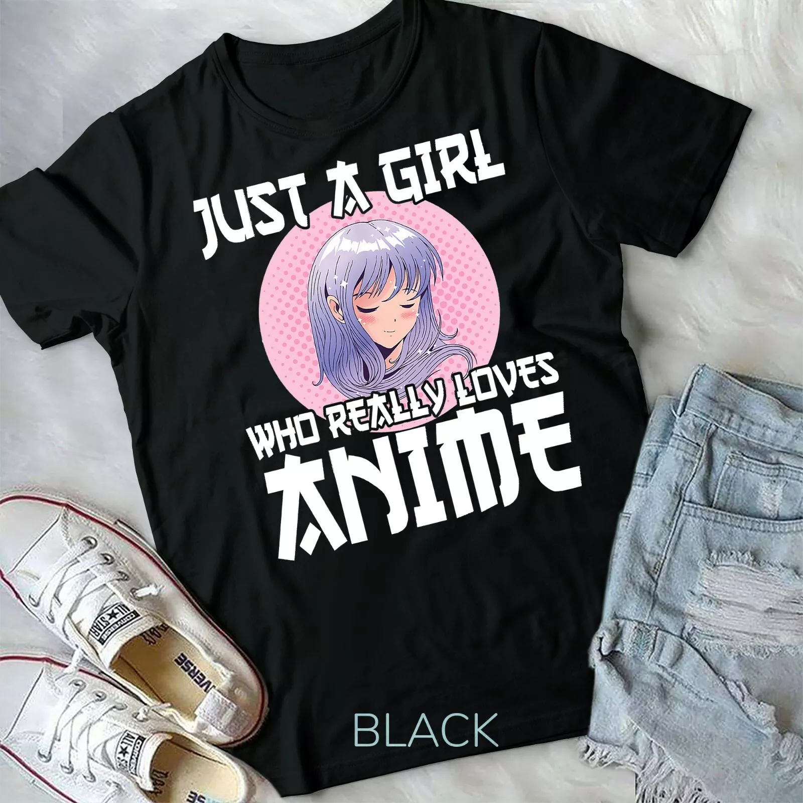 Gildan Anime Girl Merch Otaku Gift Just A Girl Who Loves Anime Unisex ...