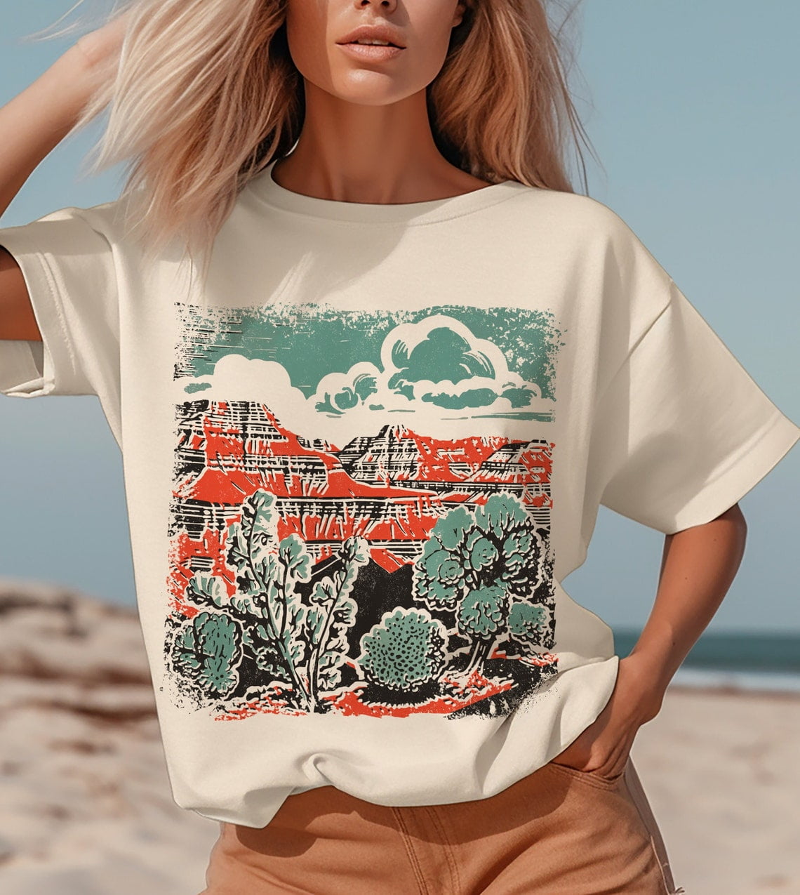 Gildan Arizona Canyon And Cactus Shirt With Scenic Nature Graphic ...